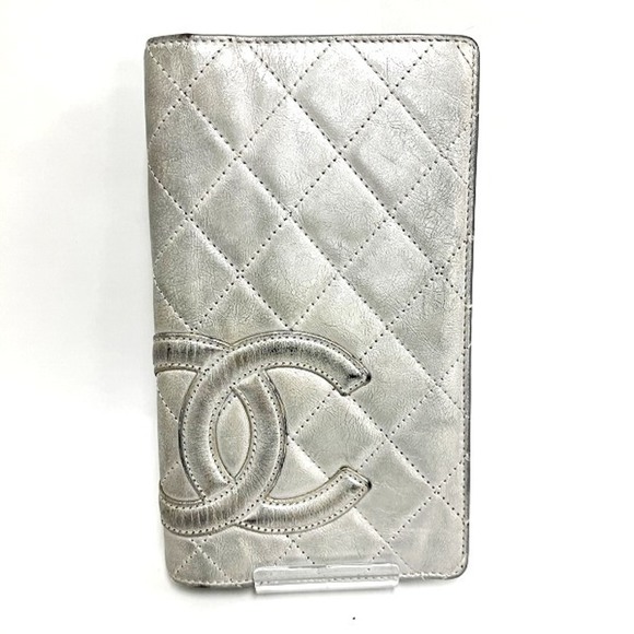 CHANEL | Bags | Chanel Cambon Line Coco Mark Silver Long Wallet Bifold ...